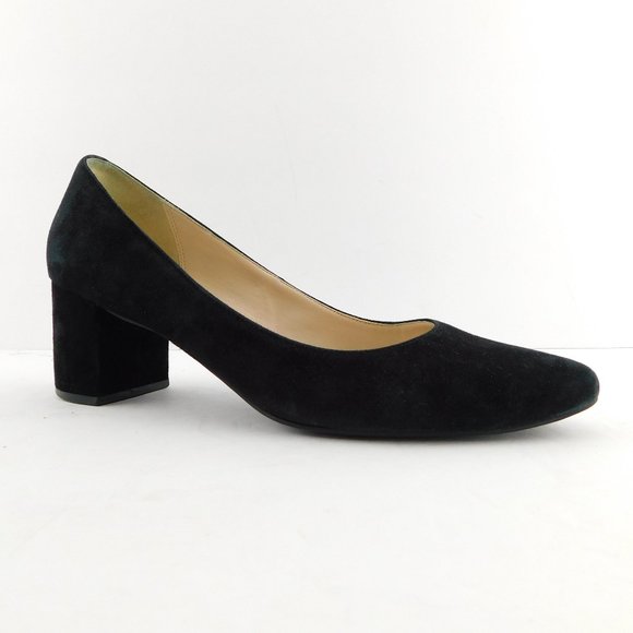 Cole Haan | Shoes | Cole Haan Black Suede Leather Block Heel Pumps 9 ...